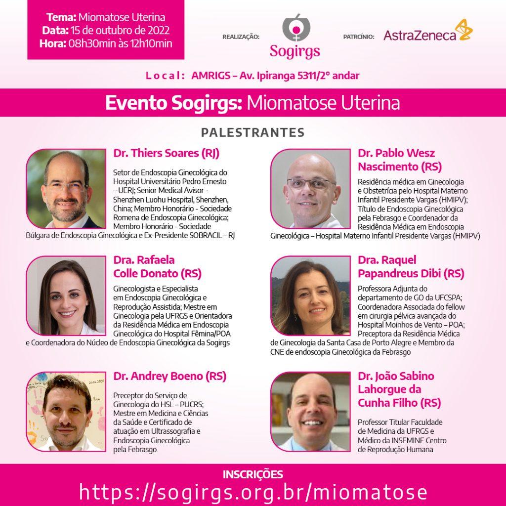 Conheça os palestrantes confirmados do evento “Miomatose Uterina” – Sogirgs